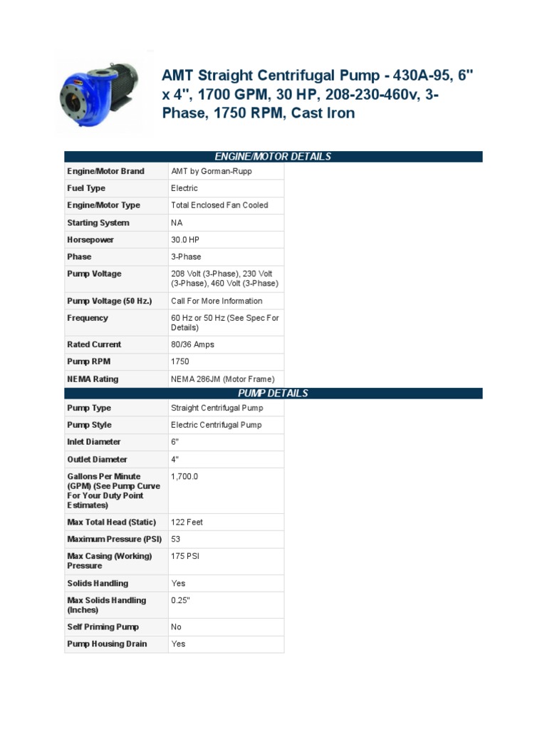 AMT Straight Centrifugal Pump | PDF | Pump | Engines
