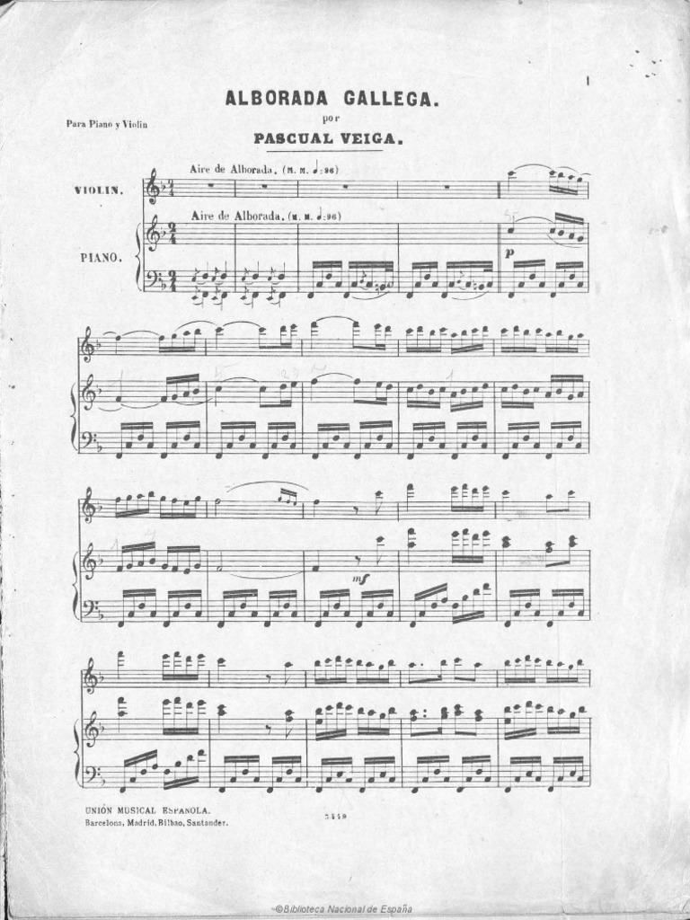Alborada Gallega Música Notada para Piano y Violín 3 PDF | PDF