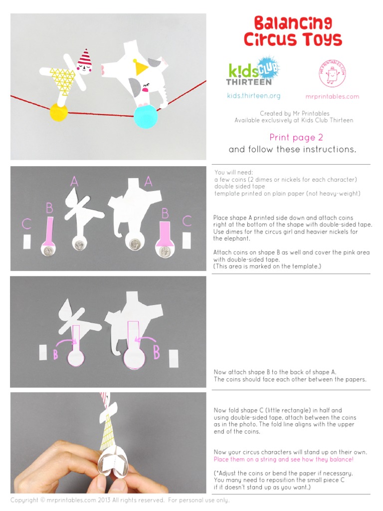 Balancing Circus Toys: and Follow These Instructions | PDF | Coins ...