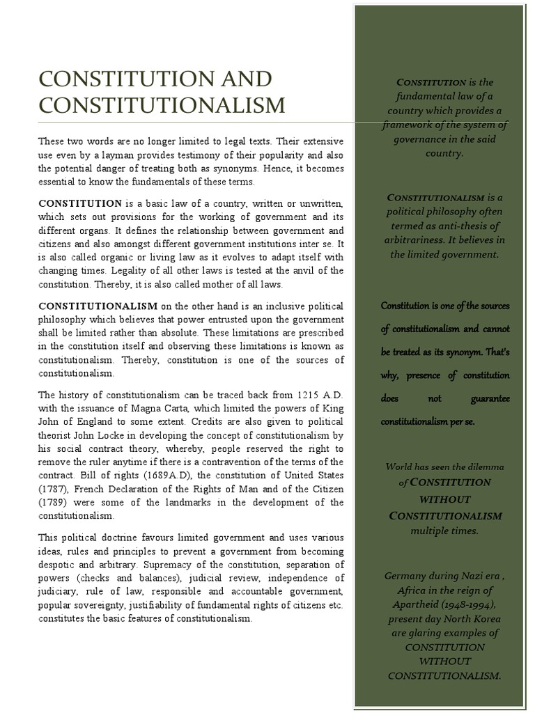 Constitution and Constitutionalism | PDF | Constitution | Judicial Review