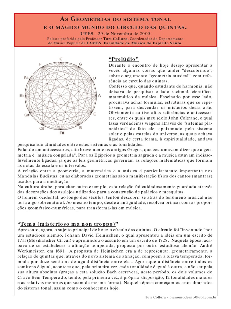 A Geometria Do Sistema Tonal e o Mágico Mundo Do Círculo Das Quintas | PDF