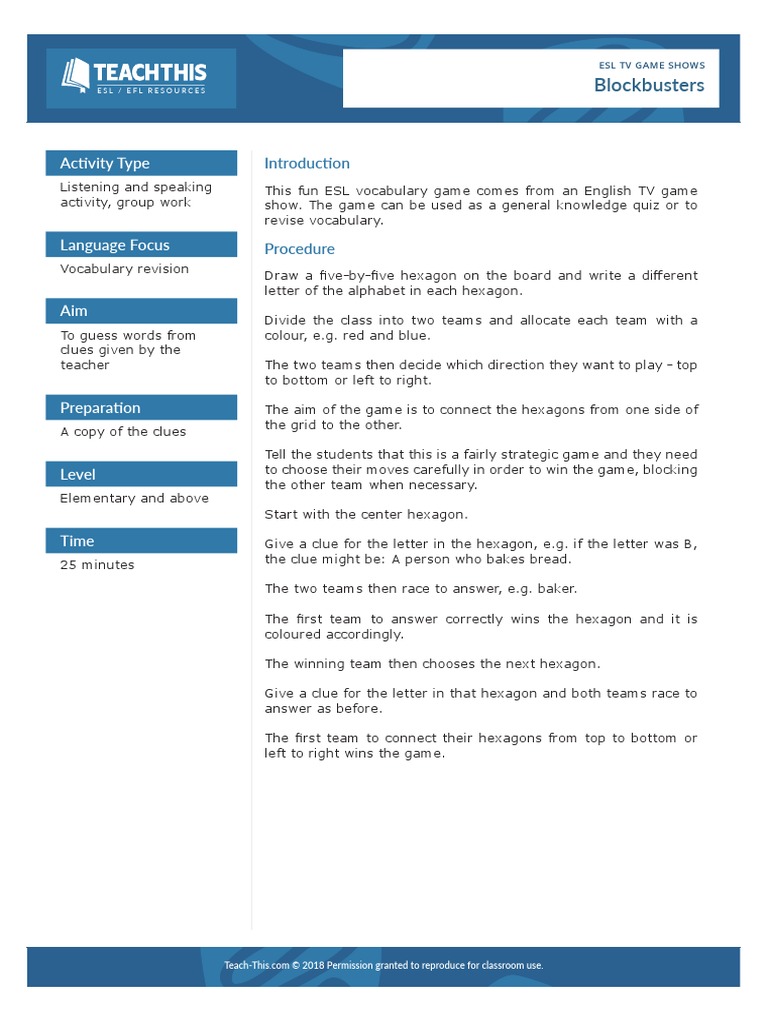 Blockbuster | PDF | English As A Second Or Foreign Language | English ...