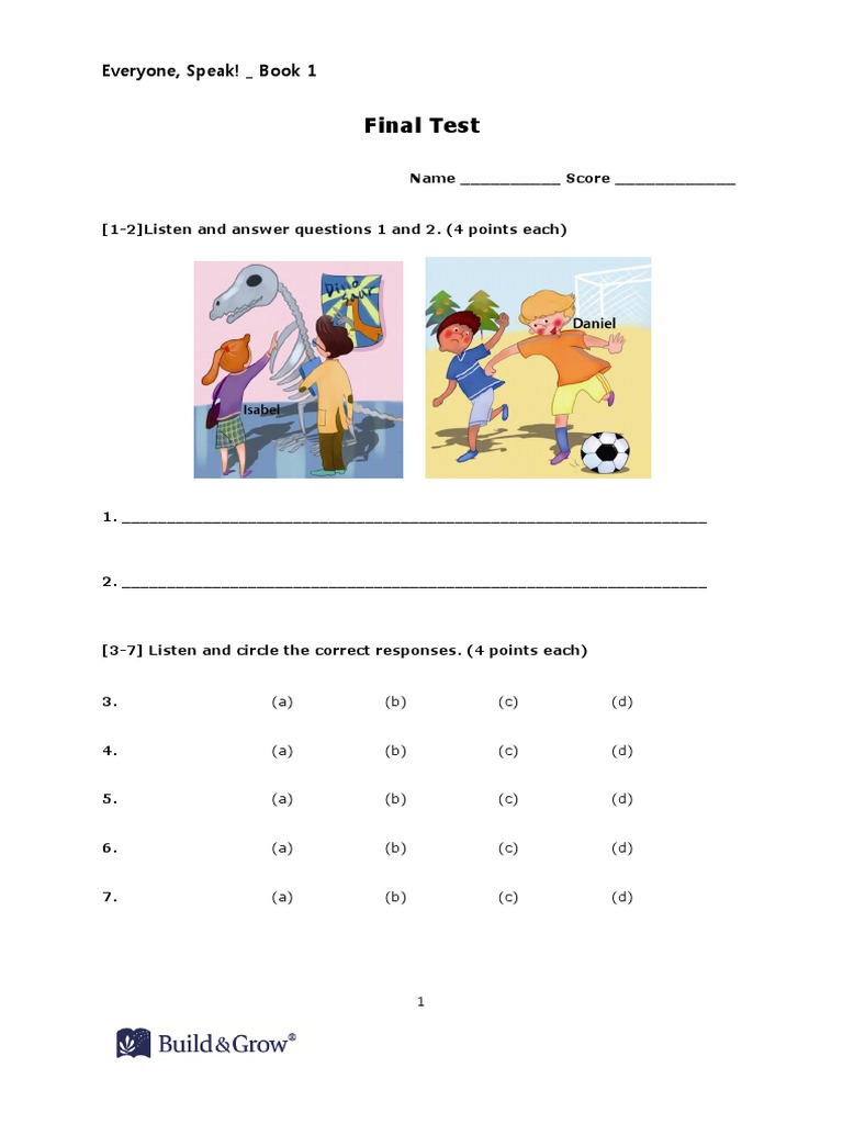 Everyone - Speak 1 Final - Test | PDF