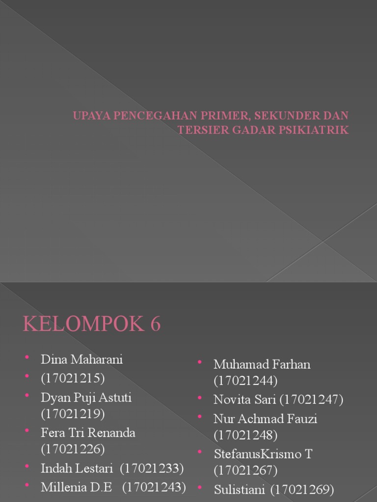 Upaya Pencegahan Primer, Sekunder Dan Tersier Gadar | PDF