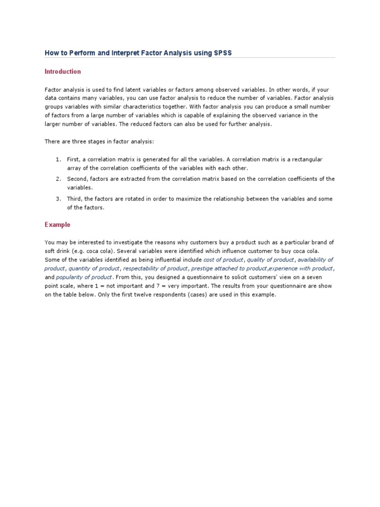 How To Perform and Interpret Factor Analysis Using SPSS | PDF | Factor ...