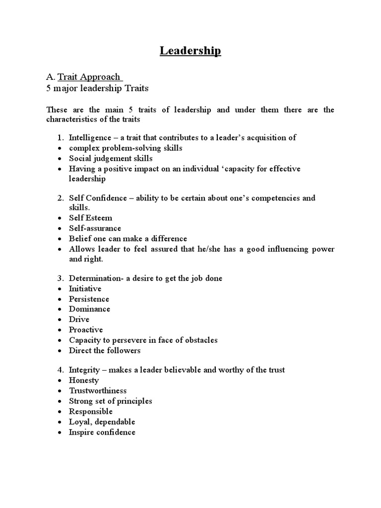 Leadership Traits | PDF | Leadership | Emotions