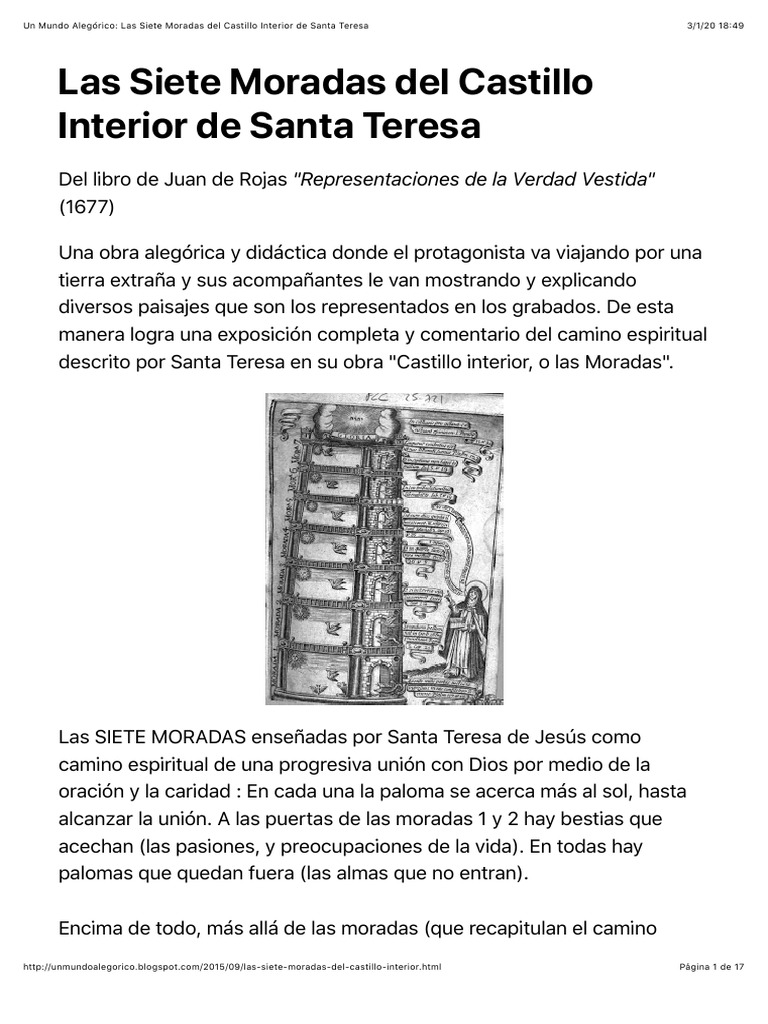 Un Mundo Alegórico Las Siete Moradas Del Castillo Interior De Santa