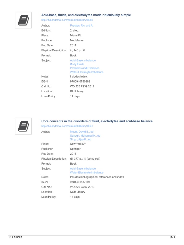 Acid-Base, Fluids, and Electrolytes Made Ridiculously Simple | PDF ...