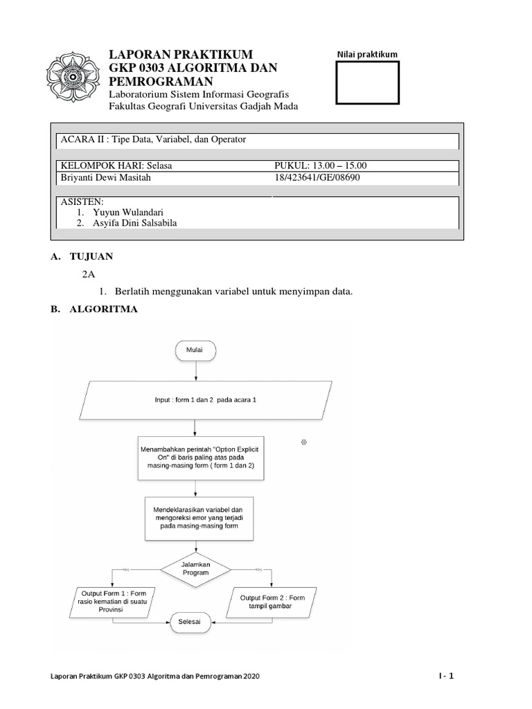 Laporan Praktikum Algoritma Dan Pemrograman | PDF
