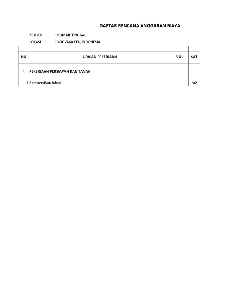 Format Excel RAB | PDF