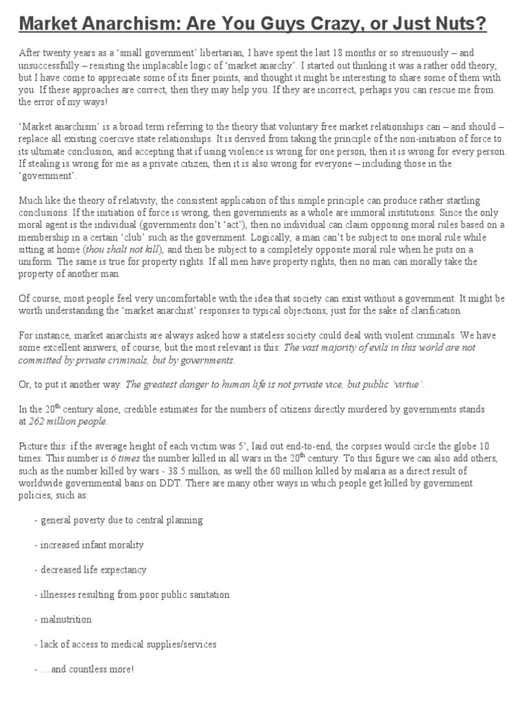 Market Anarchism - Are You Guys Crazy, or Just Nuts | PDF | Crime ...