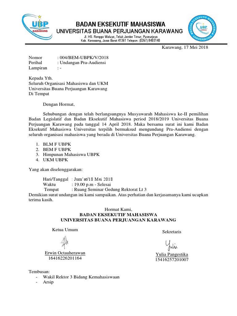 Surat Undangan Ormawa | PDF