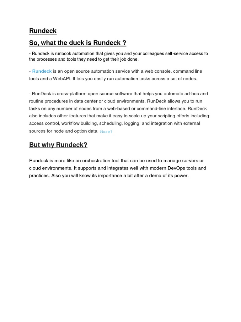 Rundeck So, What The Duck Is Rundeck ? | PDF | Command Line Interface | Computing Platforms