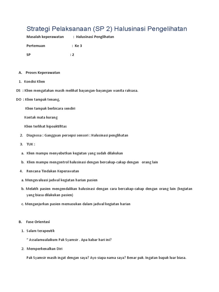 SP 2: Strategi Halusinasi Penglihatan | PDF | Gaya Hidup