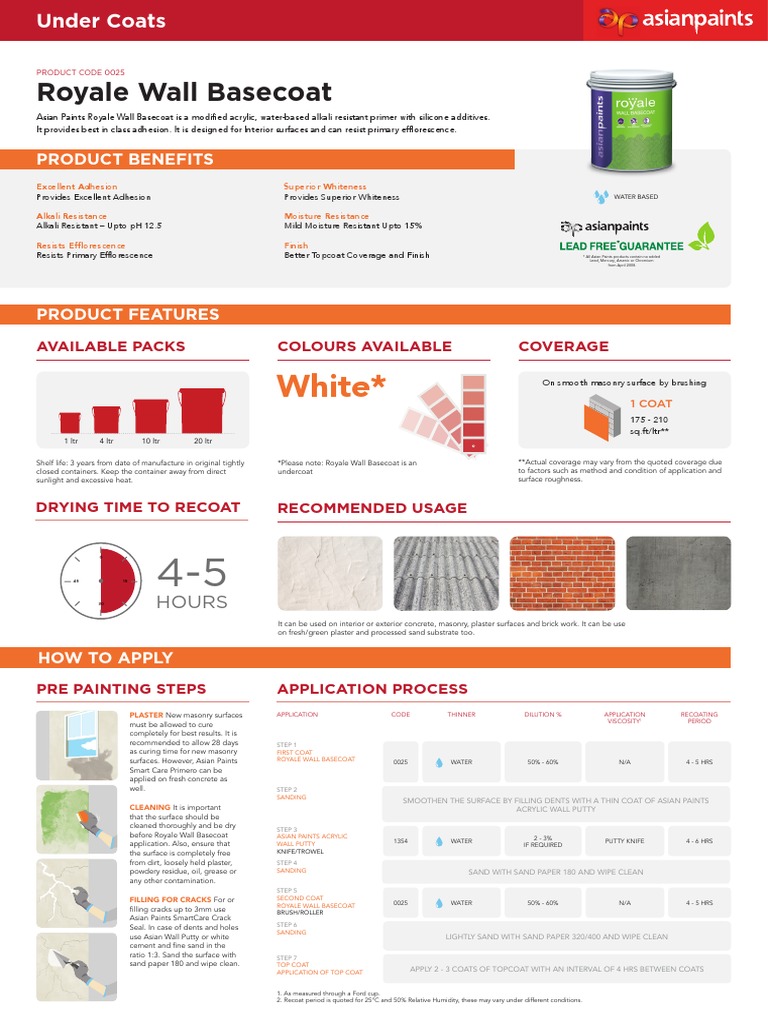 Royale Wall Basecoat: An Interior Primer with Excellent Adhesion and Alkali Resistance | PDF ...
