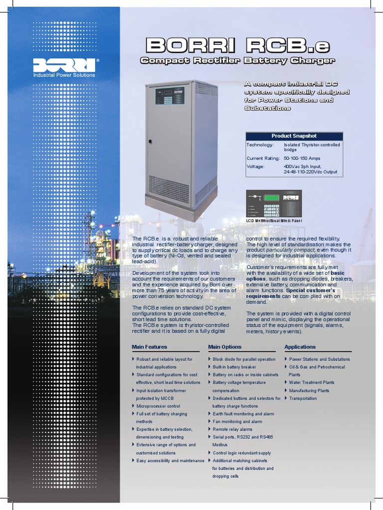 Borri Rcb.E: Compact Rectifi Er Battery Charger | PDF | Battery Charger | Rectifier