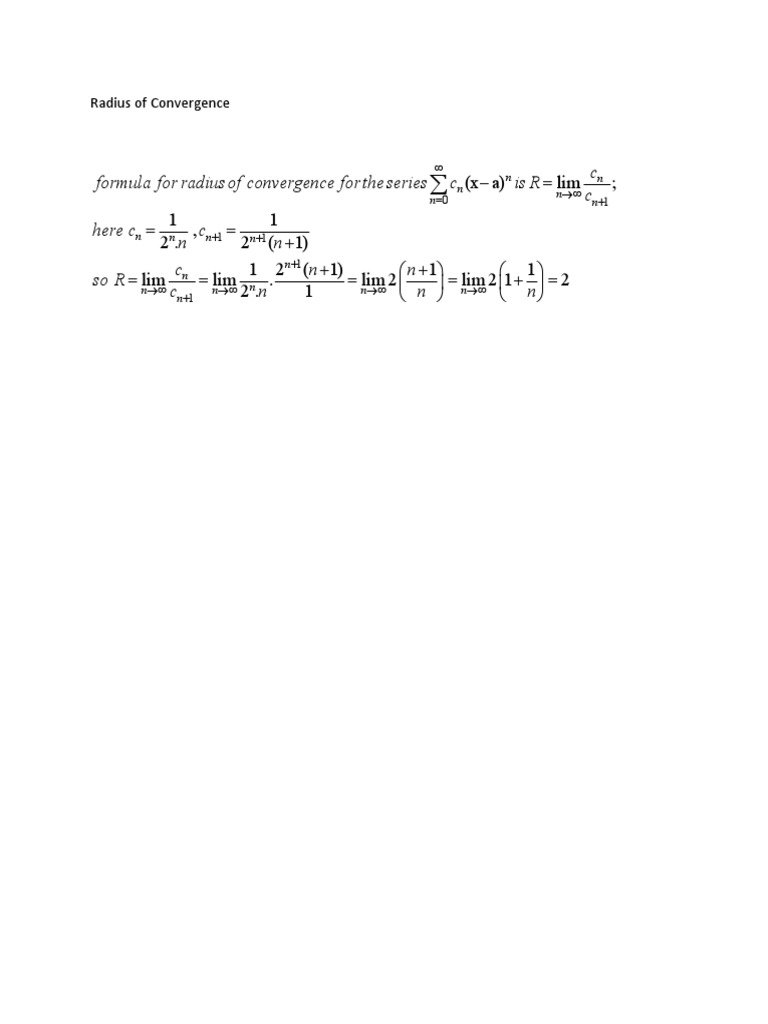 Radius of Convergence | PDF