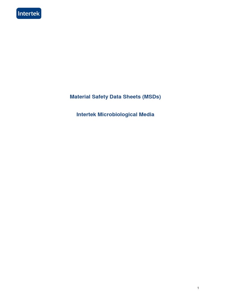 Intertek Material Safety Data Sheets - Microbiology Media PDF | PDF ...