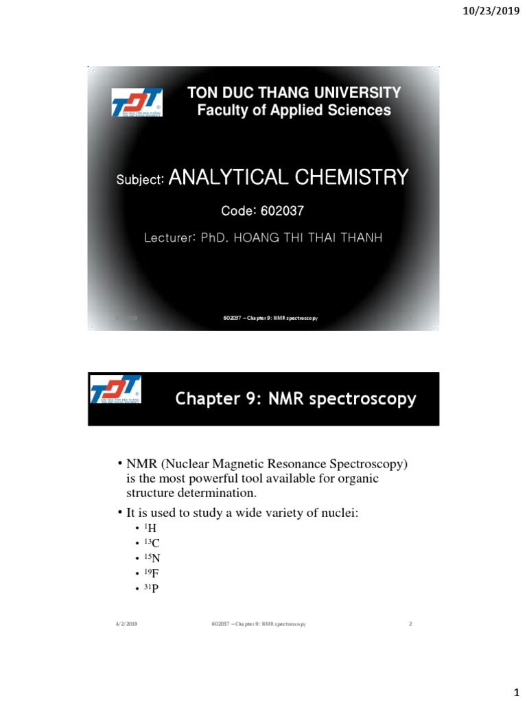 Analytical Chemistry: Chapter 9: NMR Spectros | PDF | Nuclear Magnetic Resonance Spectroscopy ...