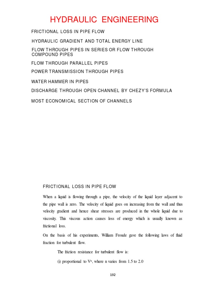 Hydraulic Engineering | PDF | Fluid Dynamics | Motion (Physics)