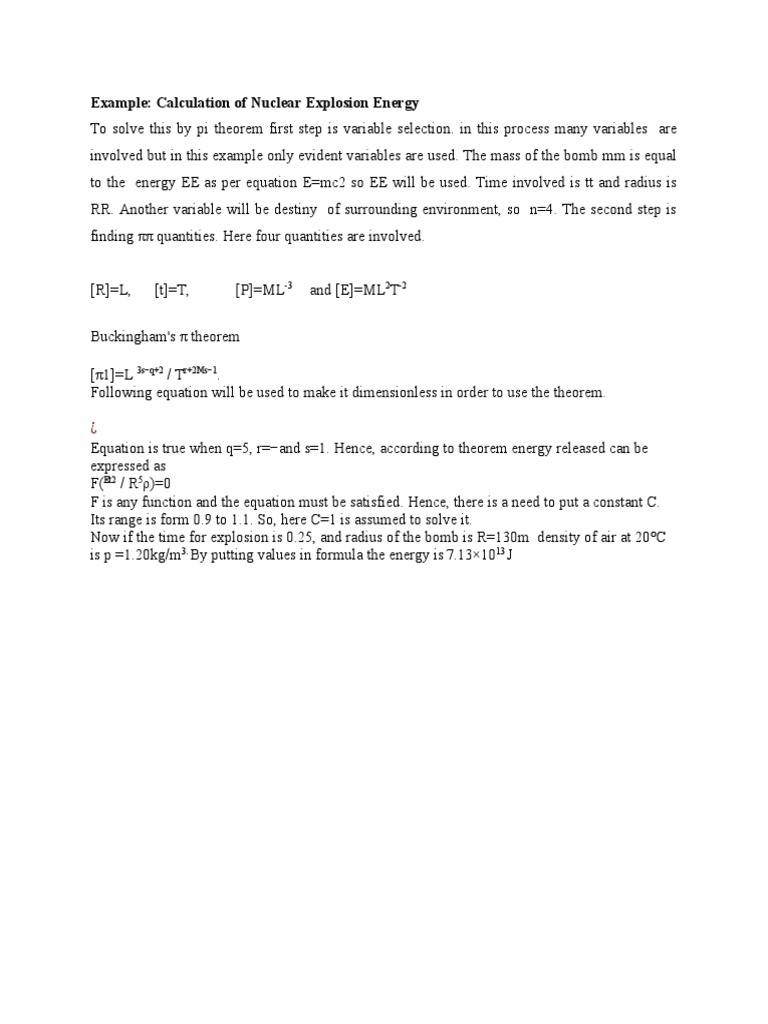 Example: Calculation of Nuclear Explosion Energy | PDF