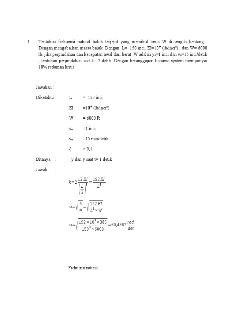 Analisis Redaman dan Perpindahan Balok | PDF