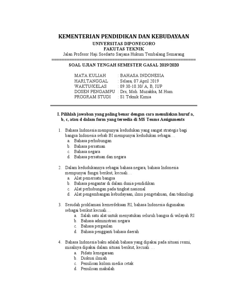 Uts Bi Tekim 2020 | PDF