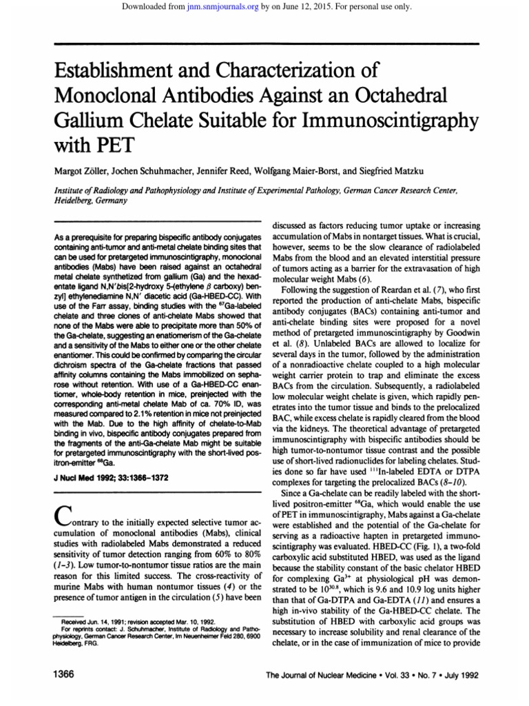 (1992) Establishment and Characterization of Monoclonal Antibodies ...