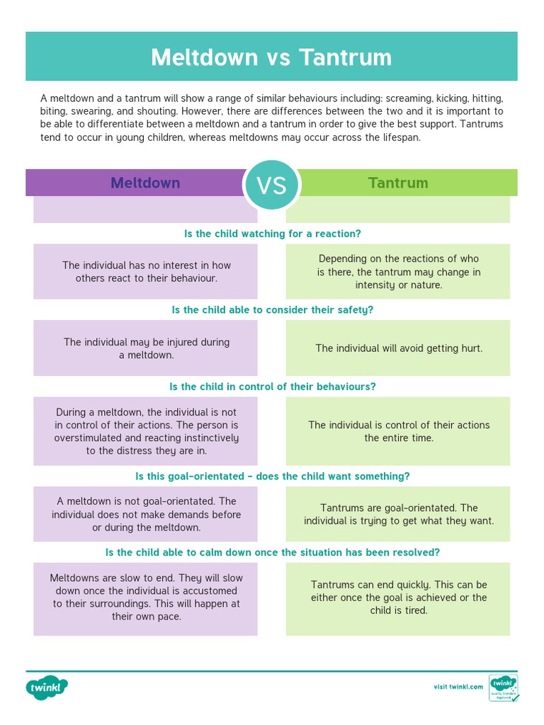 Distinguishing Meltdowns from Tantrums | PDF | Career & Growth | Self ...