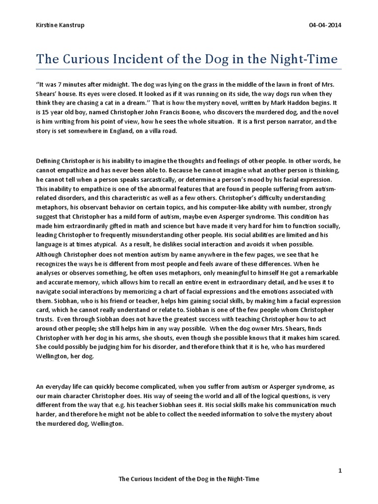 The Curious Incident of The Dog in The Night | PDF | Neuropsychology ...