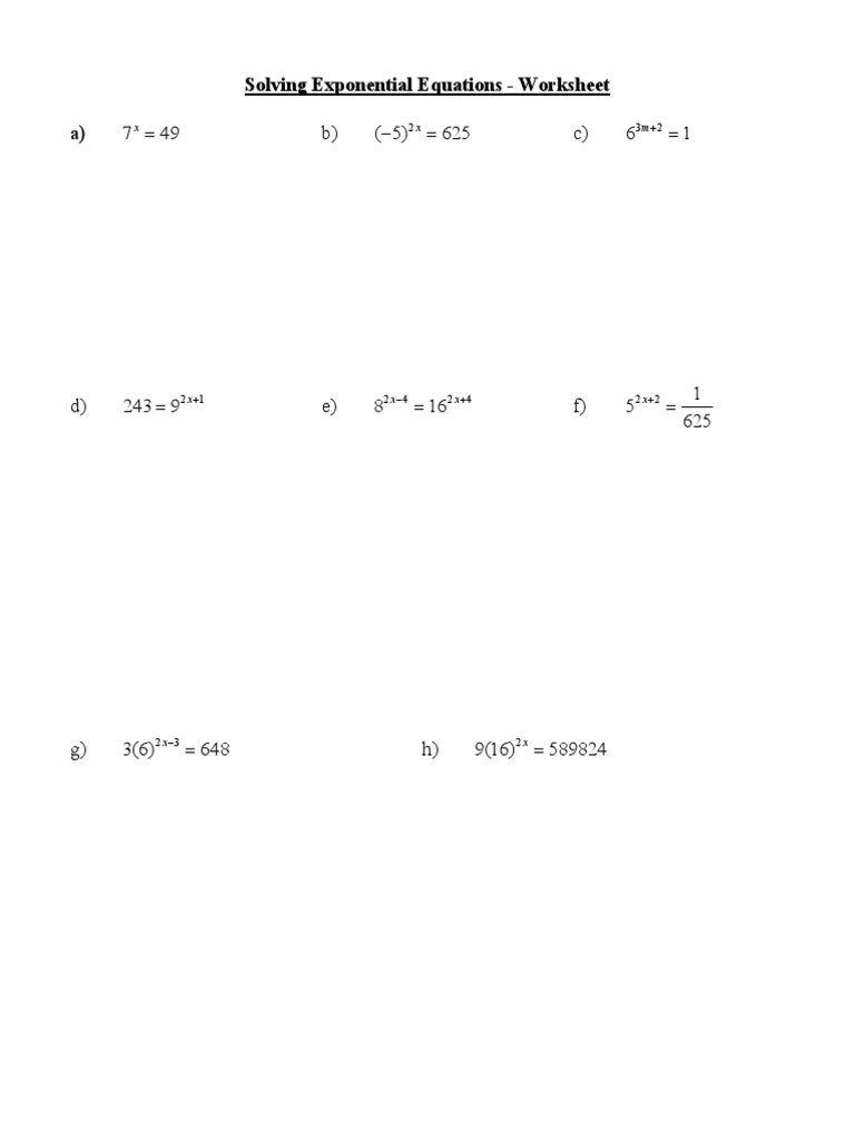 Exponential Equations PDF | PDF