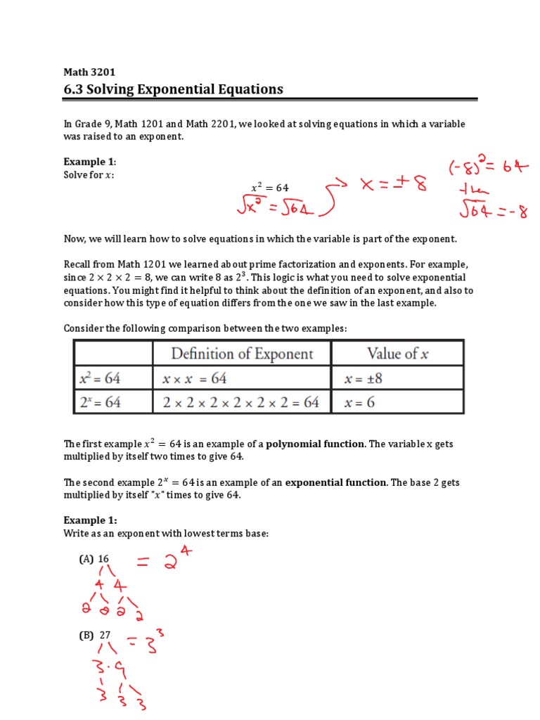 Solving Exponential Equations | PDF | Exponentiation | Exponential Function