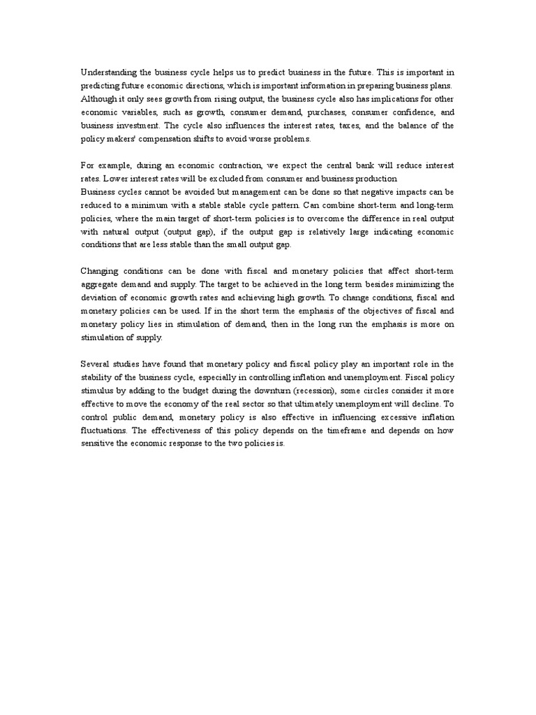 Paragraf Siklus Bisnis | PDF | Fiscal Policy | Recession