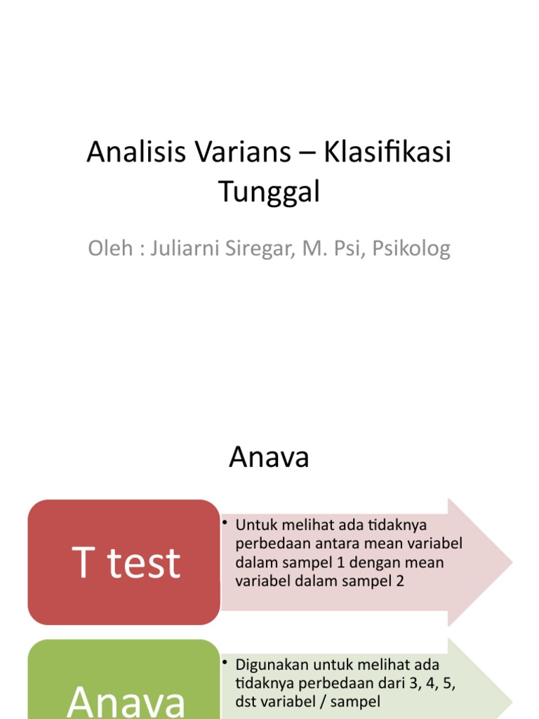 Analisis Varians Klasifikasi Tunggal | PDF