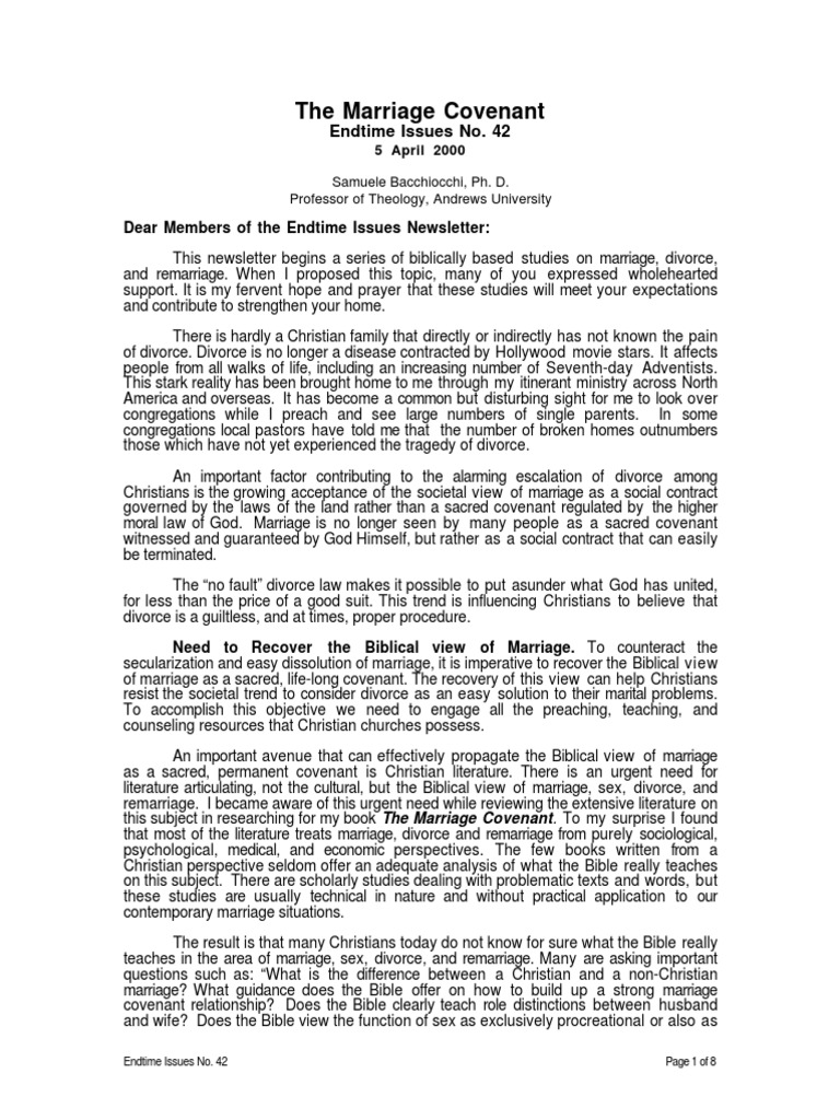 BP 42 The Marriage Covenant PDF | PDF | Covenant (Biblical) | Marriage