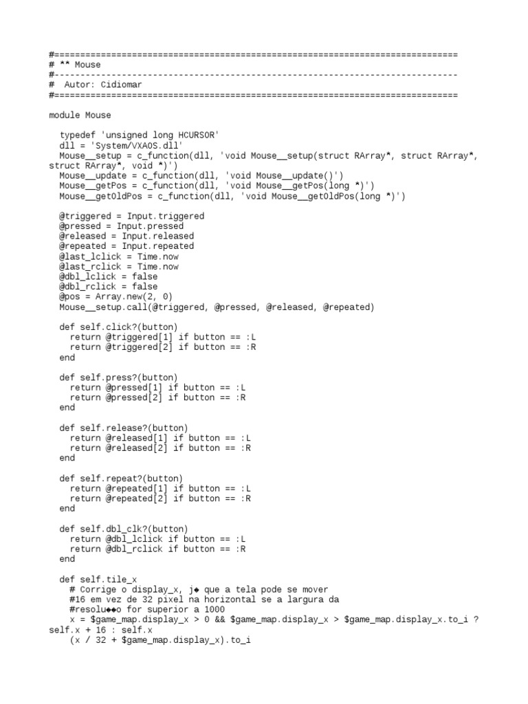 Mouse Script Rpg Maker Vx Ace Pdf Computer Programming 