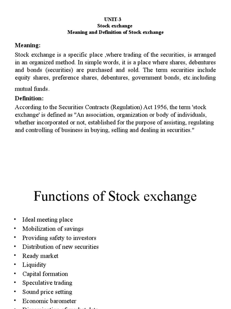 Meaning:: UNIT-3 Stock Exchange Meaning and Definition of Stock ...