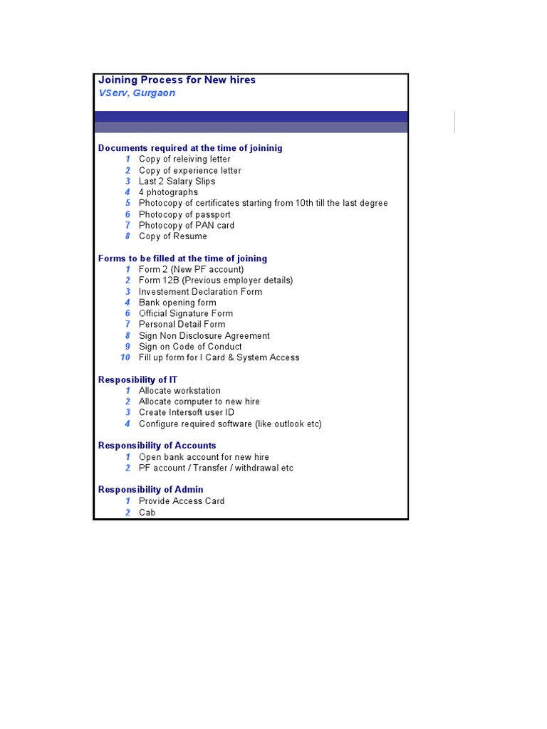 Joining Checklist | PDF
