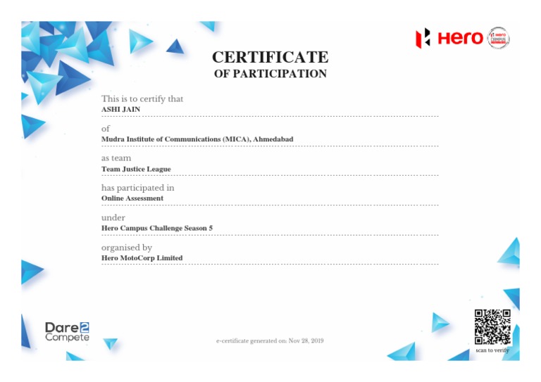Hero Certificate | PDF