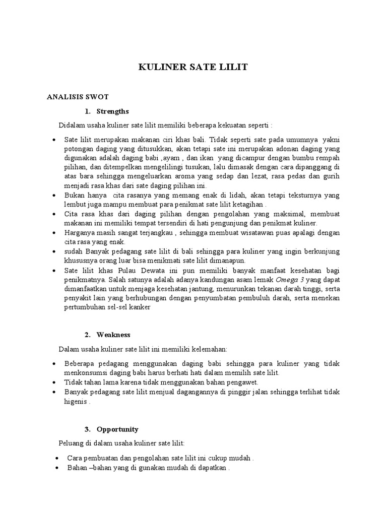 Kuliner Sate Lilit | PDF | Kesehatan Holistik