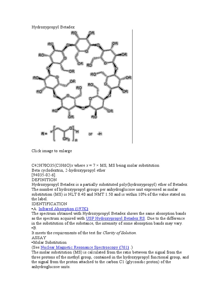Infrared Absorption 197K USP Hydroxypropyl Betadex RS | PDF | Nuclear ...