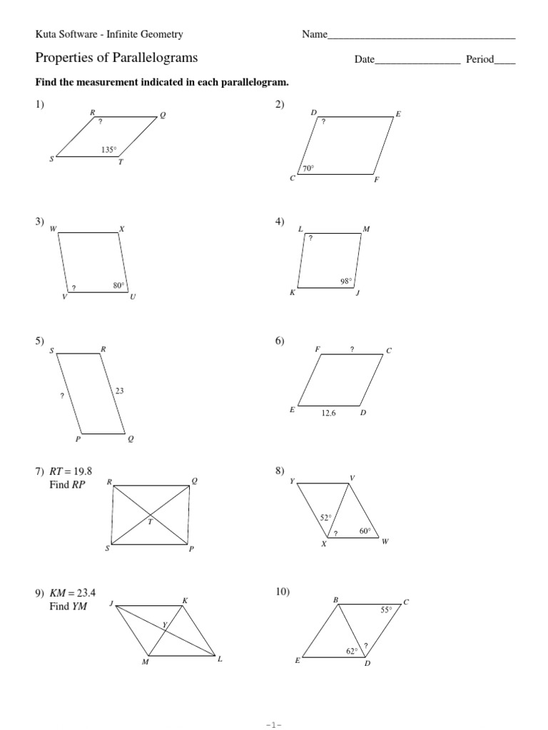 Practice Questions - Parallelograms PDF | PDF | Teaching Mathematics