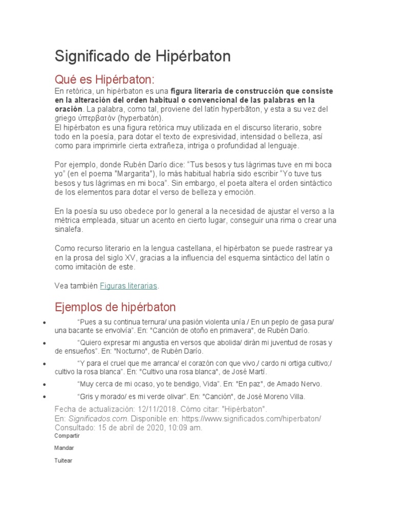 Hiperbaton | PDF | Poesía | Lingüística