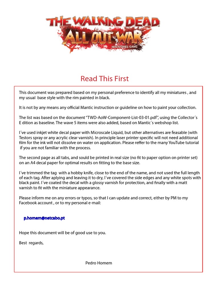 TWD BASE DECALS FULL Rev0 PDF | PDF | Varnish | Printer (Computing)