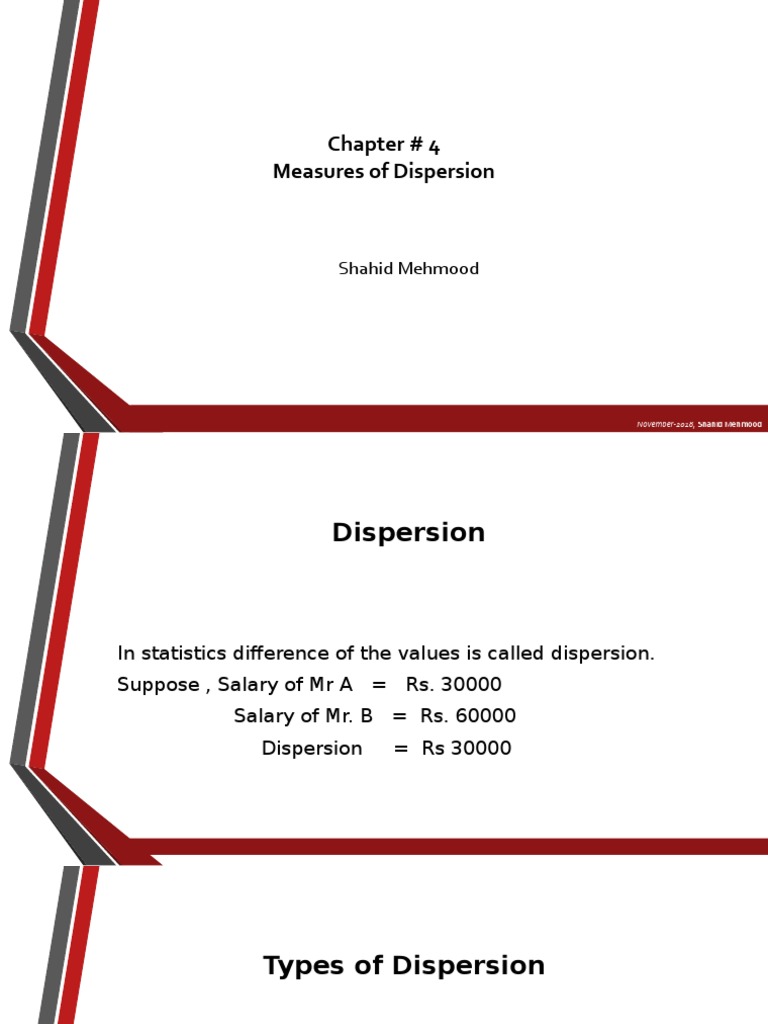 Chapter # 4 Measures of Dispersion: Shahid Mehmood | Download Free PDF ...