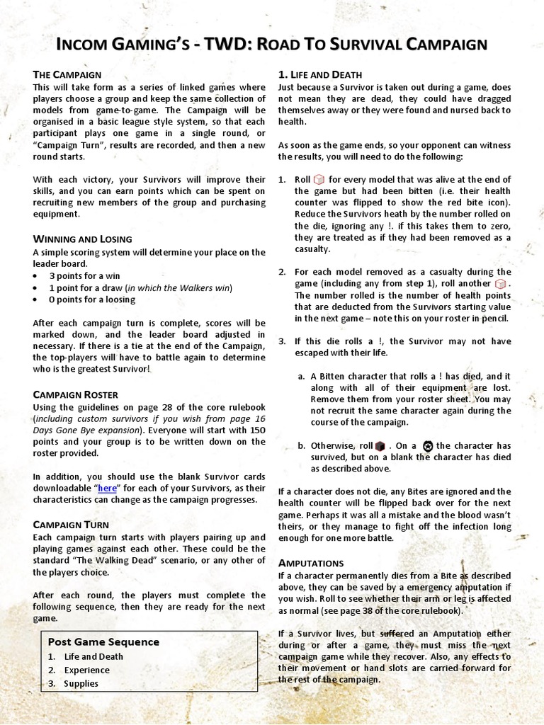 Walking Dead Campaign Guide | PDF | Leisure | Sports
