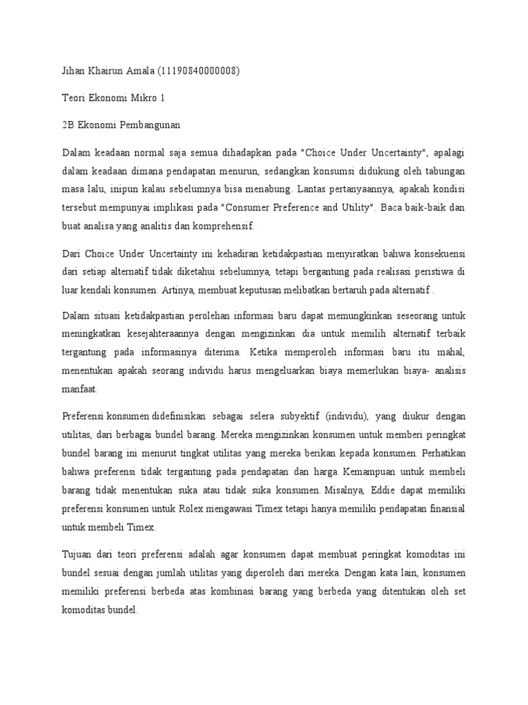 Consumer Preference and Utility | PDF