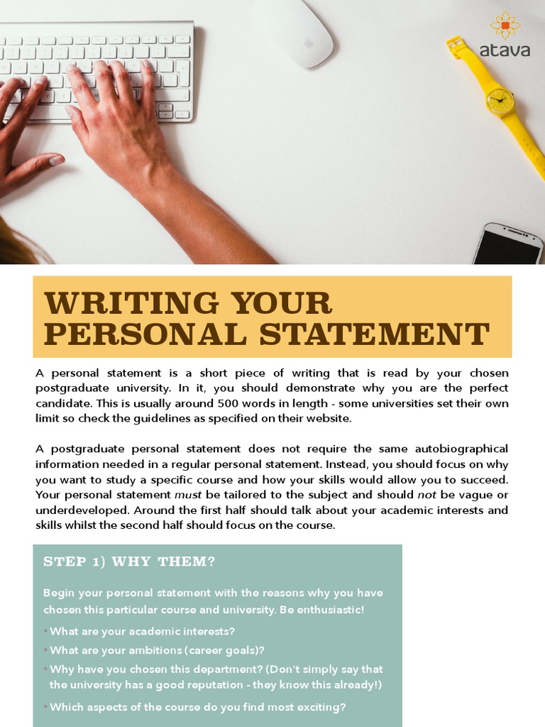 Writing Your Personal Statement Post Graduate | PDF | Postgraduate ...