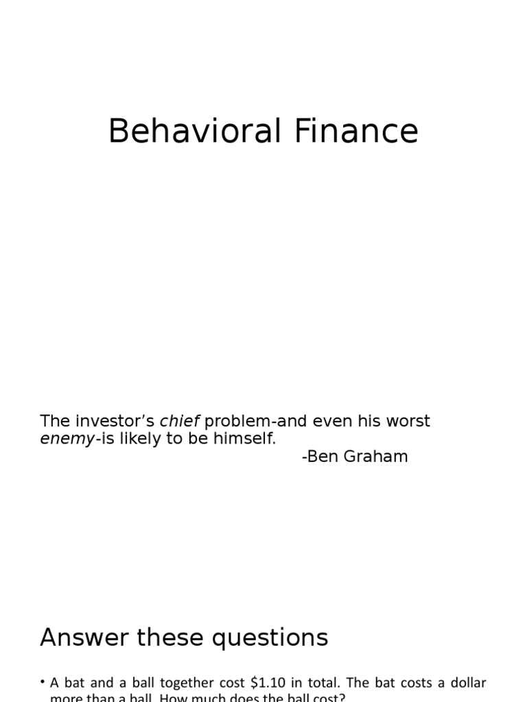 Behavioral Finance | PDF | Investing | Psychological Concepts