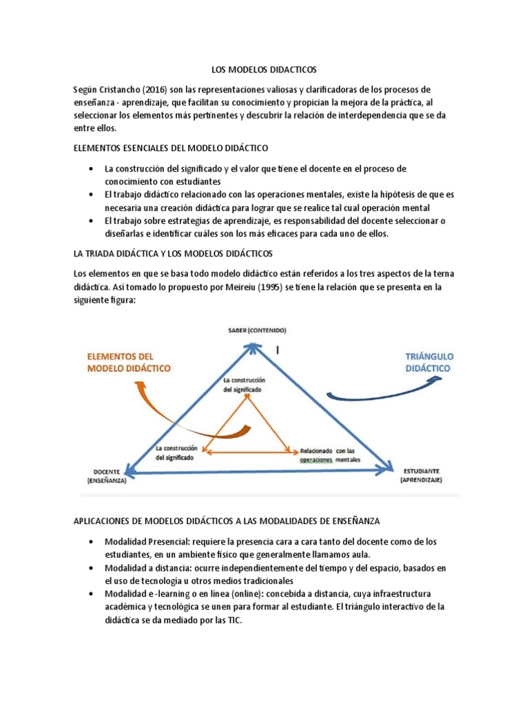 Los Modelos Didacticos | PDF | Aprendizaje | Maestros